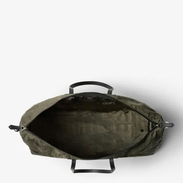 Fendi Duffle Gray Green Patchwork Nylon Duffle Bag